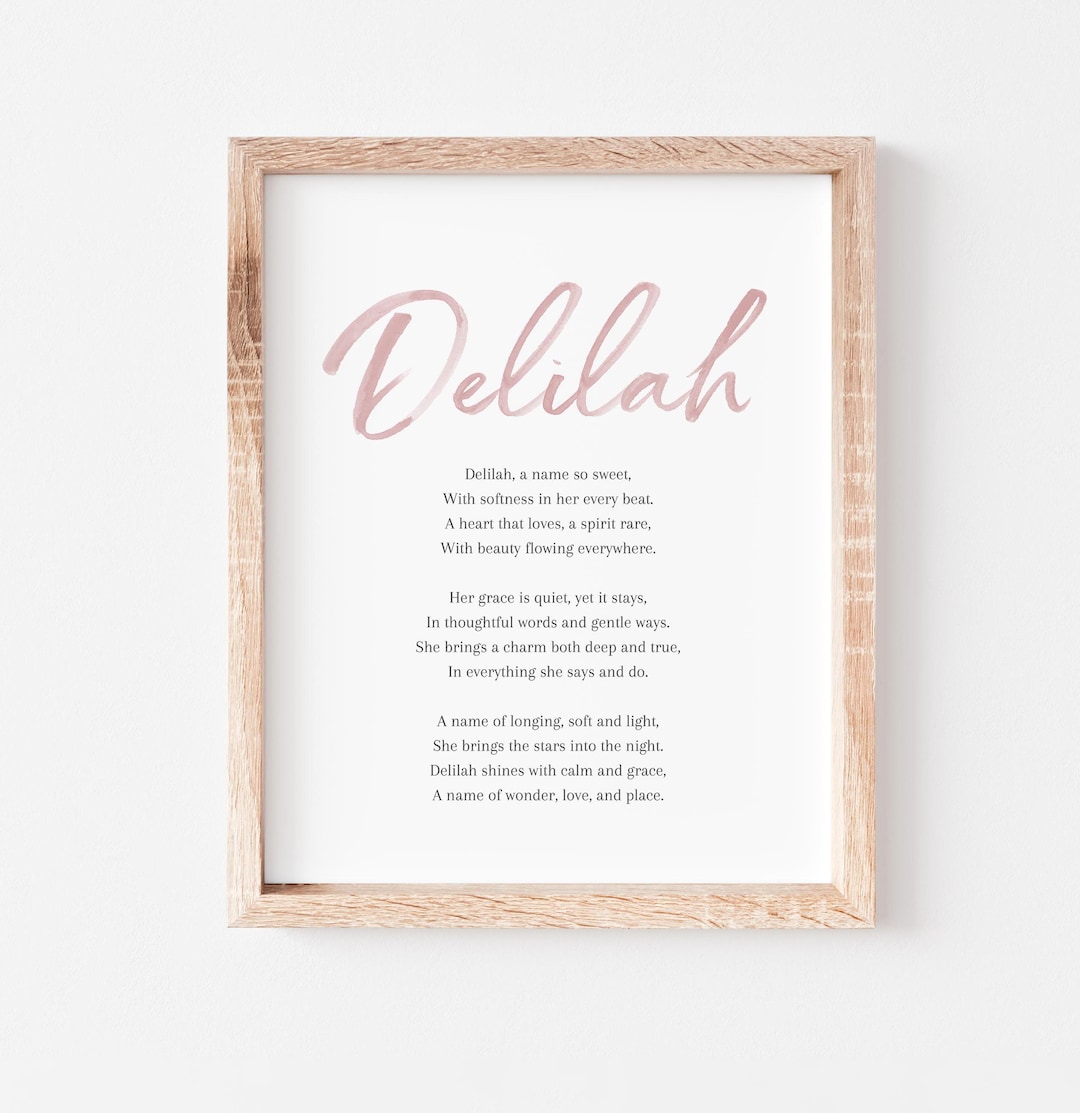 Delilah Baby Name Meaning Poem Baby Names Nursery Sign Girl Names ...