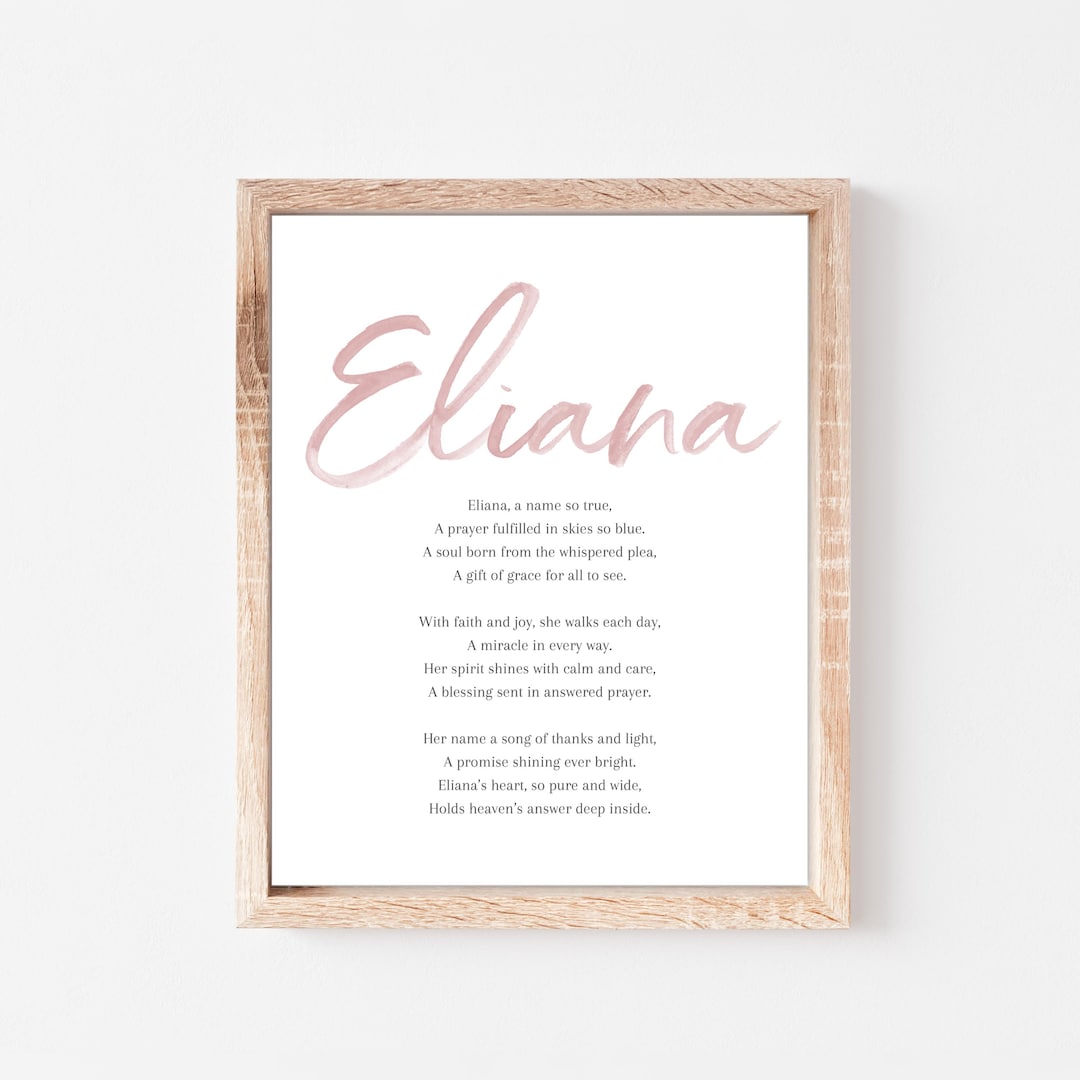 Eliana Baby Name Meaning Poem Baby Names Nursery Sign Girl Names ...