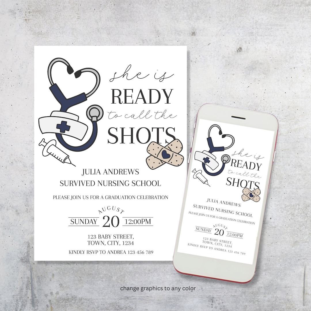 Nurse Graduation Party Invitation, She's Ready to Call the Shots ...