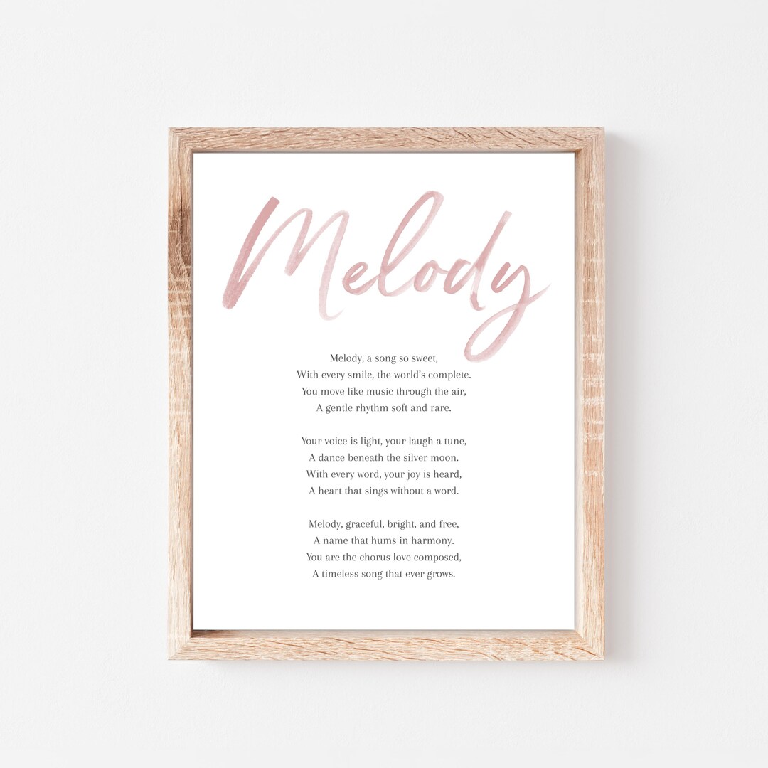 Melody Baby Name Meaning Poem Baby Names Nursery Sign Girl Names ...