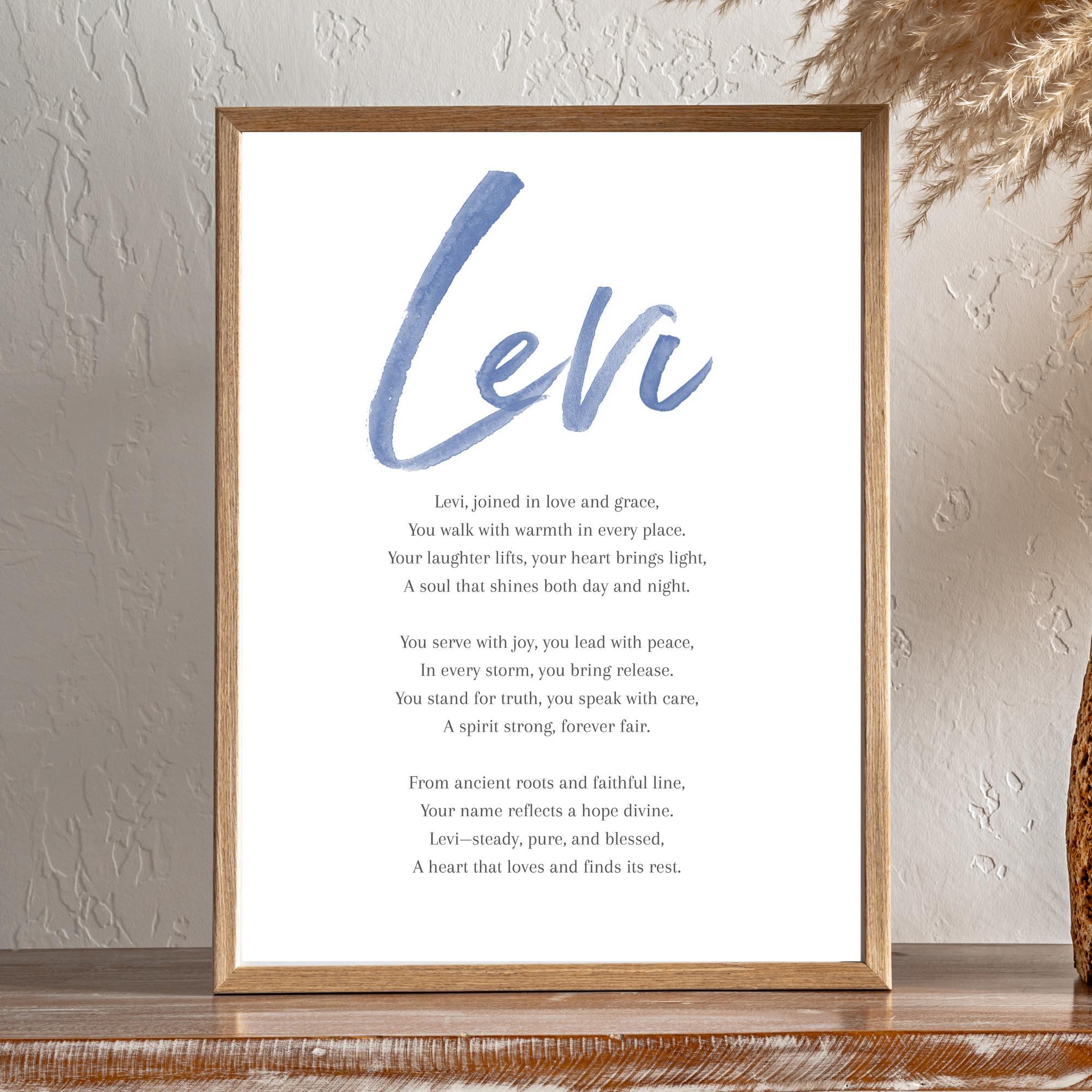 Levi Baby Name Meaning Poem Baby Names Nursery Sign Boy Names Printable ...