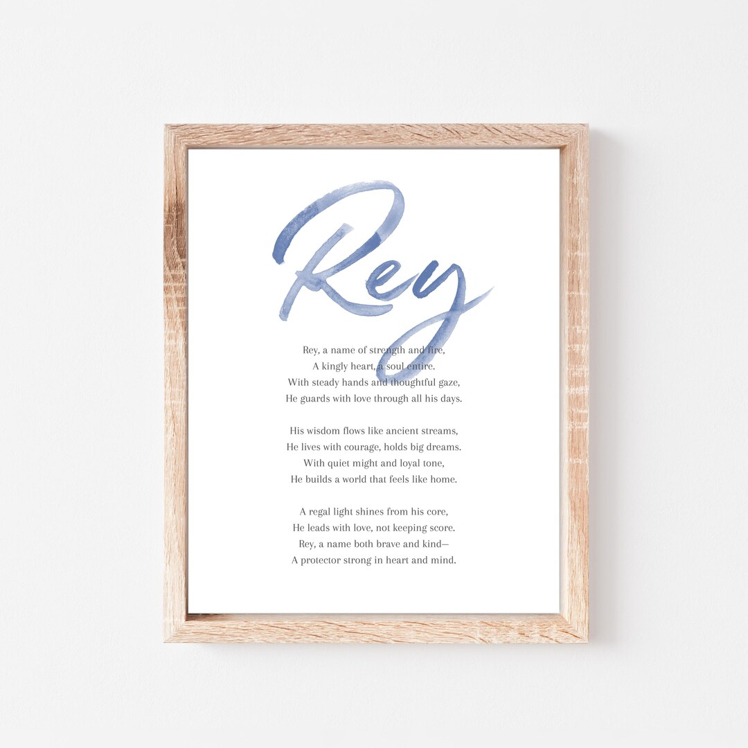 Rey Baby Name Meaning Poem Baby Names Nursery Sign Boy Names Printable ...