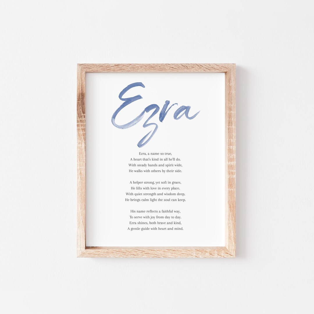 Ezra Baby Name Meaning Poem Baby Names Nursery Sign Boy Names Printable ...