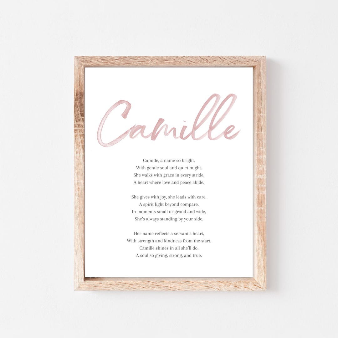 Camille Baby Name Meaning Poem Baby Names Nursery Sign Girl Names ...