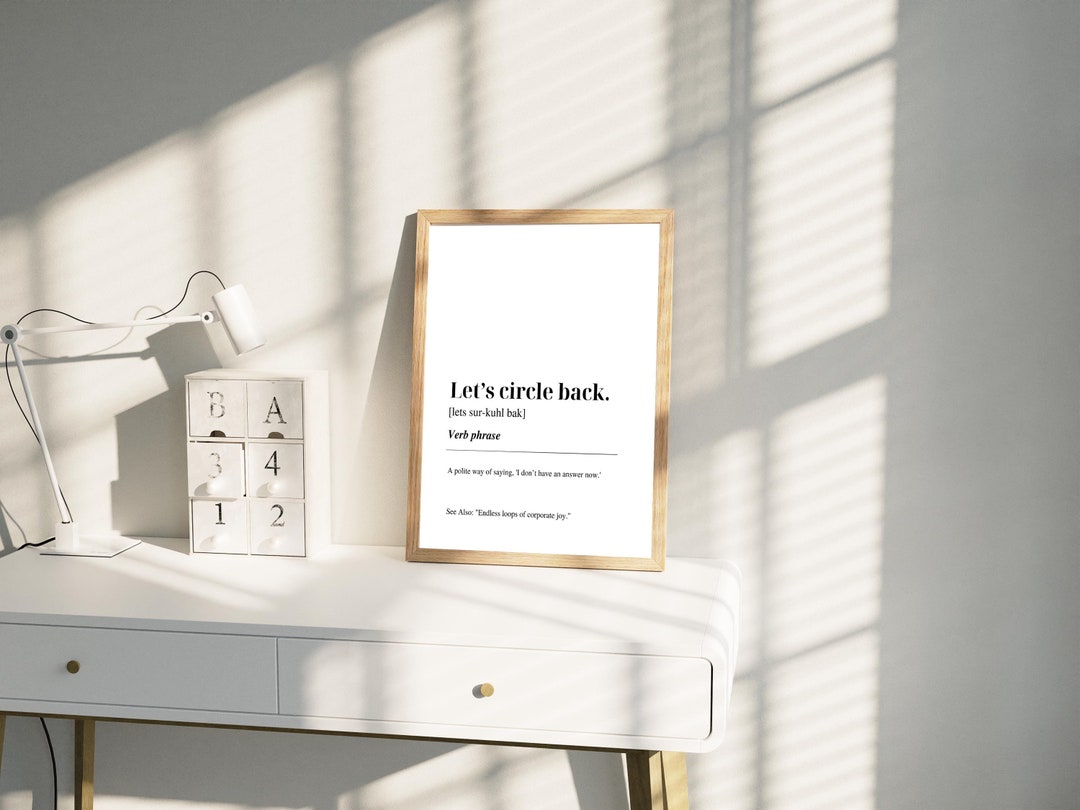Let's Circle Back Definition Print | Funny Office Sayings Wall Art ...