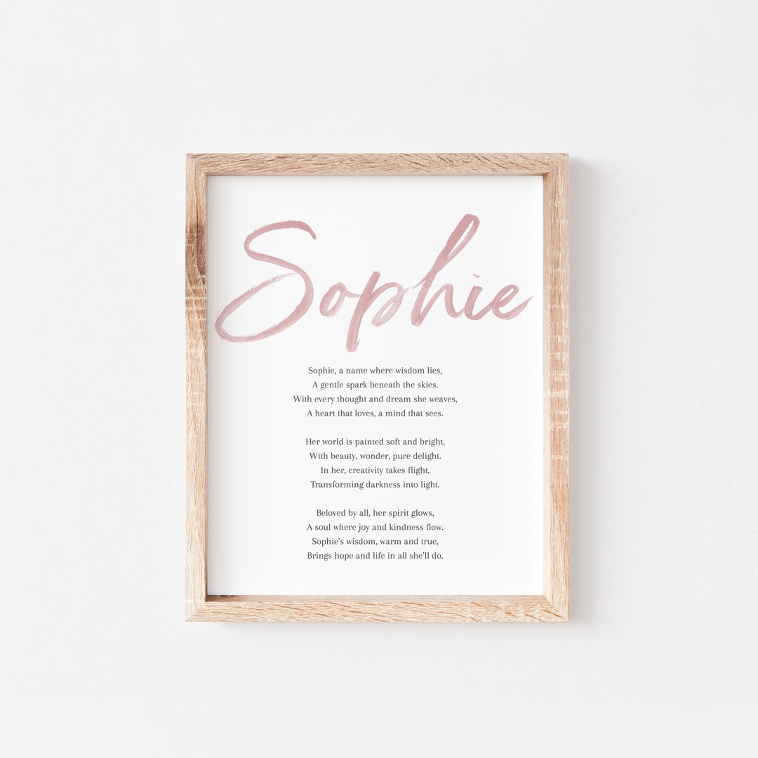 Sophie Baby Name Meaning Poem Baby Names Nursery Sign Girl Names ...