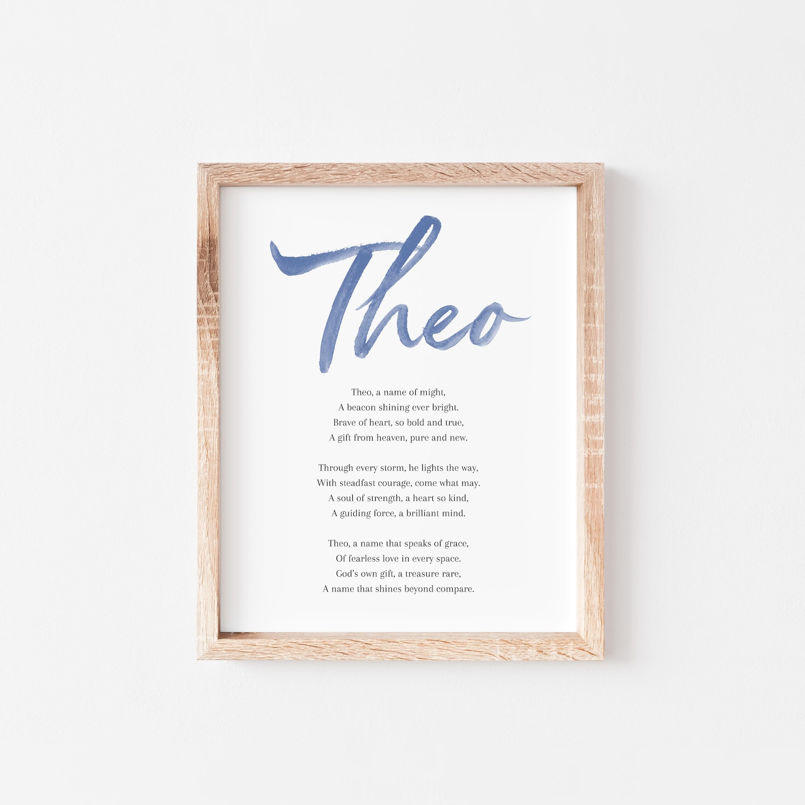 Theo Baby Name Meaning Poem Baby Names Nursery Sign Boy Names Printable ...