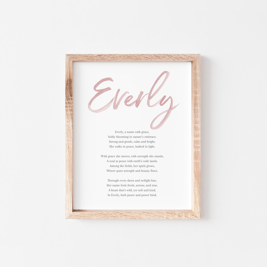 Everly Baby Name Meaning Poem Baby Names Nursery Sign Girl Names ...