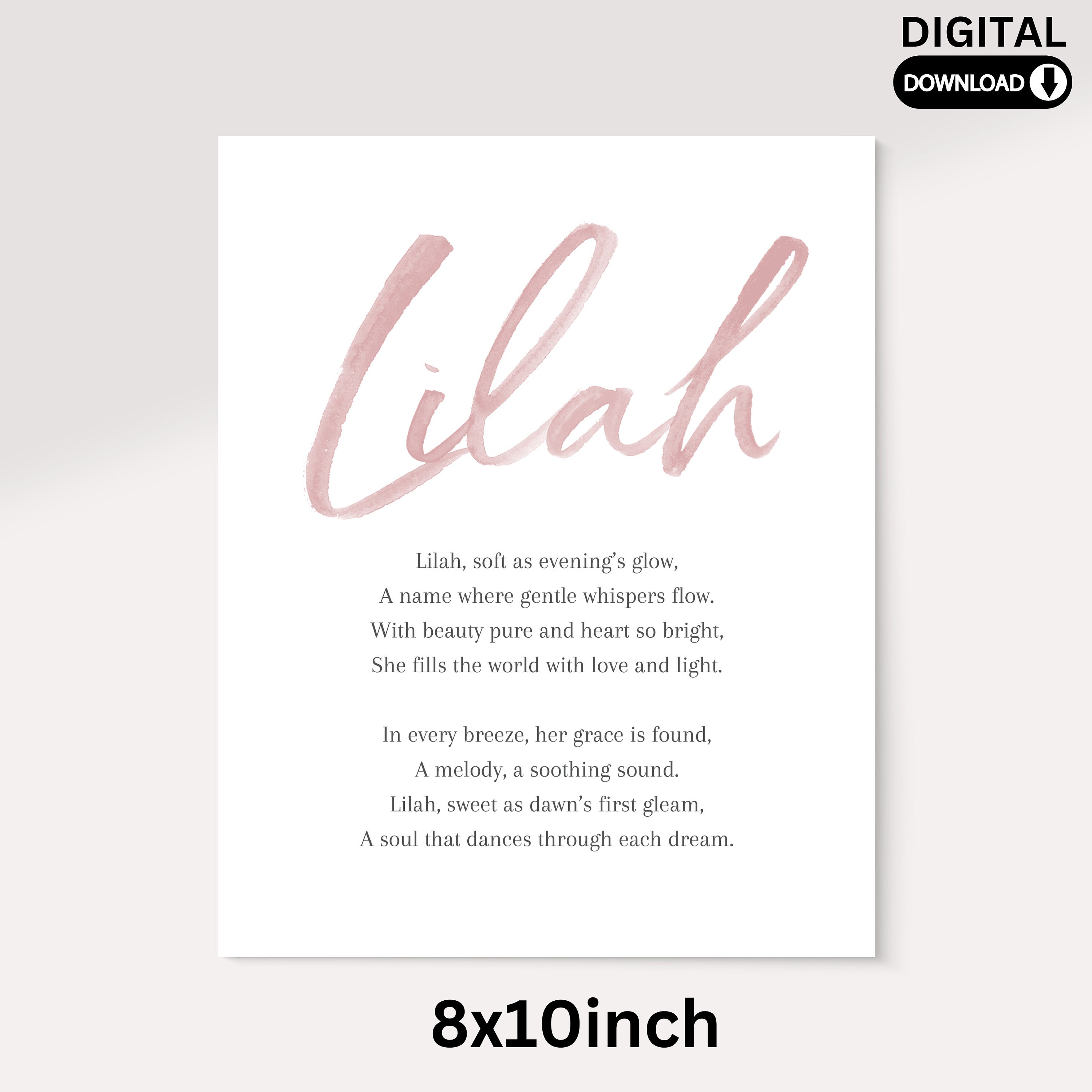 Lilah Baby Name Meaning Poem Baby Names Nursery Sign Girl Names ...