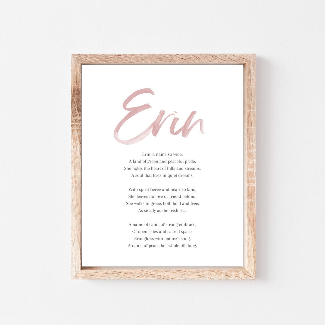 Erin Baby Name Meaning Poem Baby Names Nursery Sign Girl Names ...