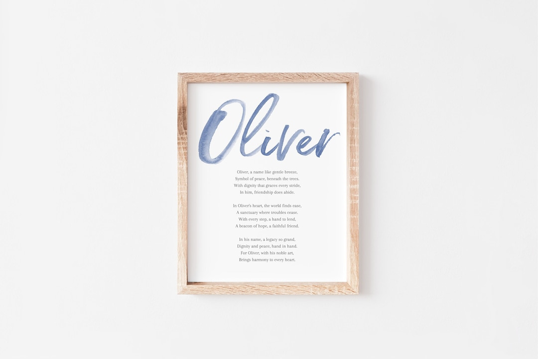 Oliver Baby Name Meaning Poem Baby Names Nursery Sign Boy Names Printable Poem Instant Digital ...