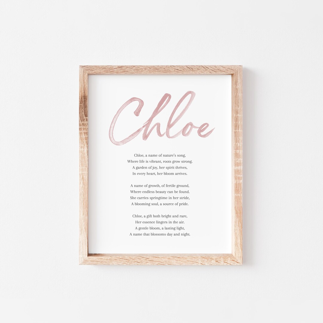 Chloe Baby Name Meaning Poem Baby Names Nursery Sign Girl Names ...