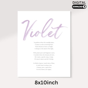 Violet Baby Name Meaning Poem Baby Names Nursery Sign Girl Names ...