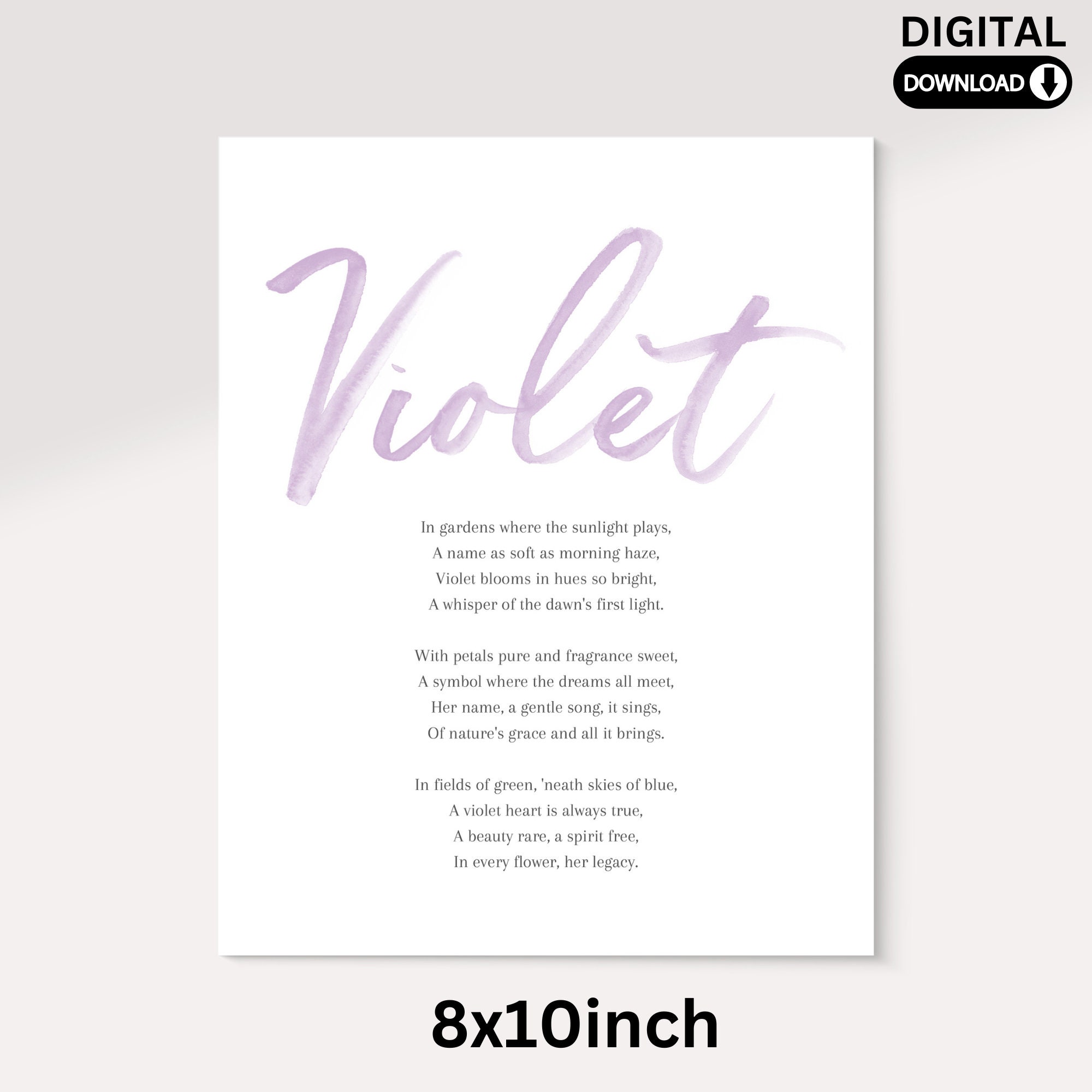 Violet Baby Name Meaning Poem Baby Names Nursery Sign Girl Names ...