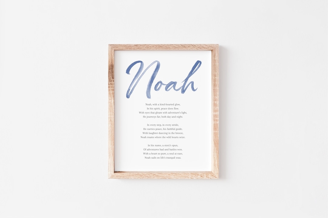 Noah Baby Name Meaning Poem Baby Names Nursery Sign Boy Names Printable ...