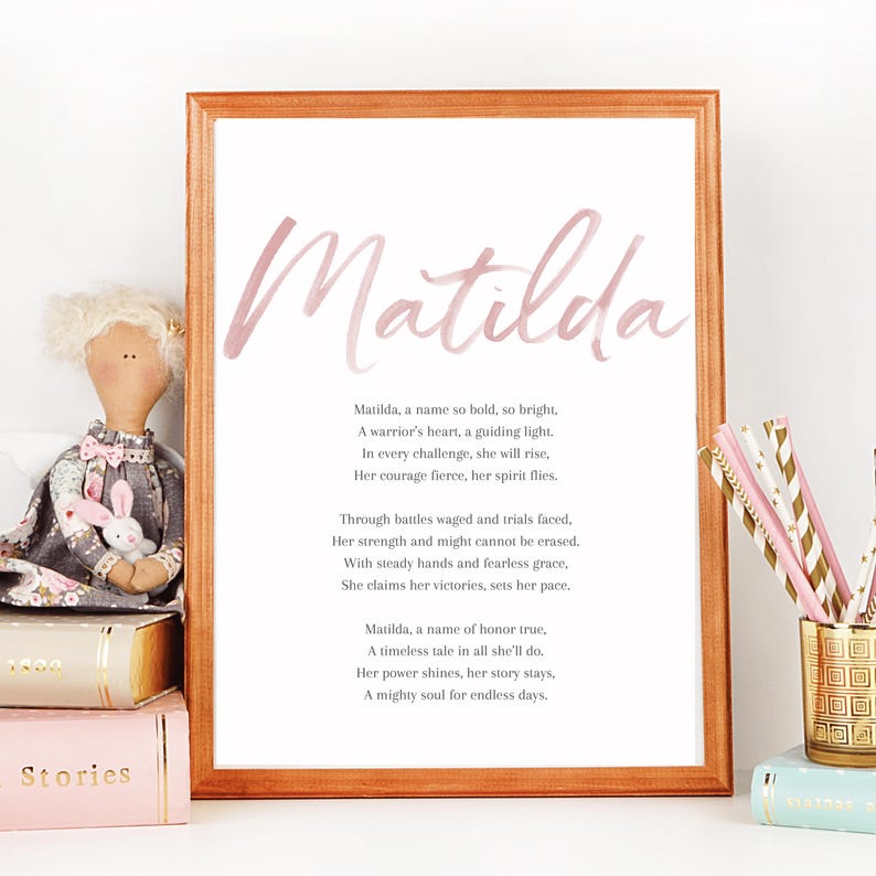 Matilda Baby Name Meaning Poem Baby Names Nursery Sign Girl Names ...