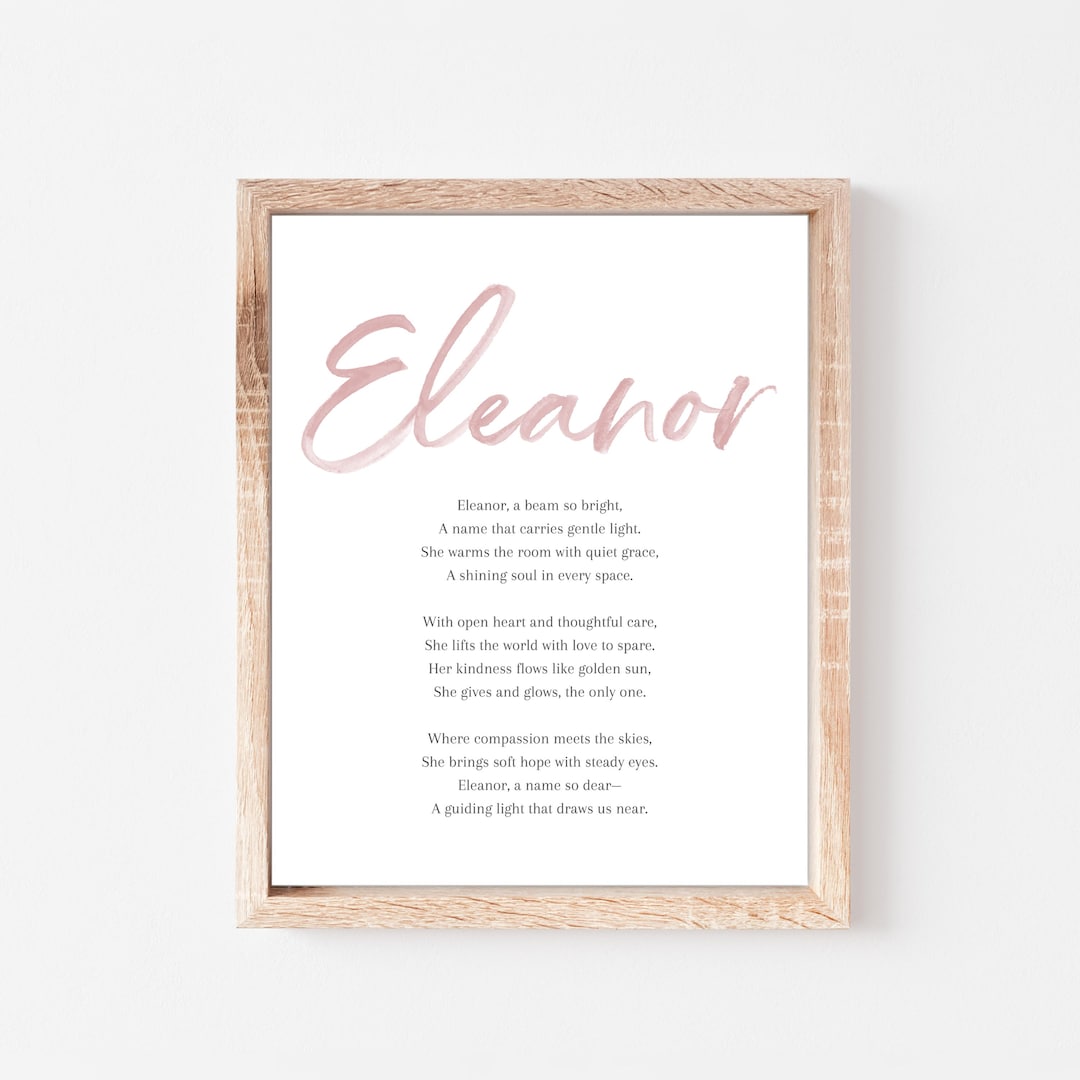 Eleanor Baby Name Meaning Poem Baby Names Nursery Sign Girl Names ...