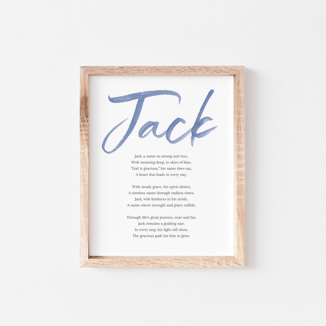 Jack Baby Name Meaning Poem Baby Names Nursery Sign Boy Names Printable ...
