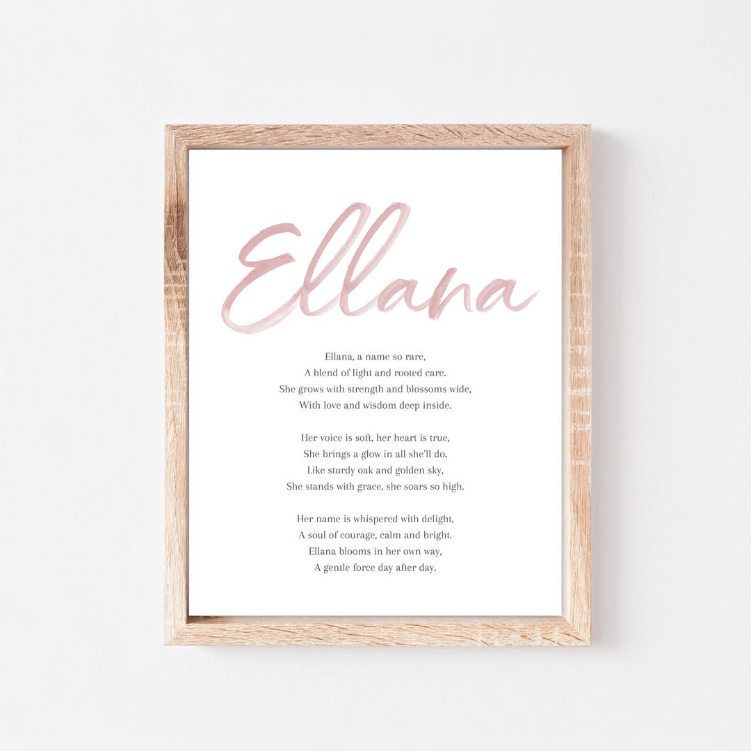 Ellana Baby Name Meaning Poem Baby Names Nursery Sign Girl Names ...