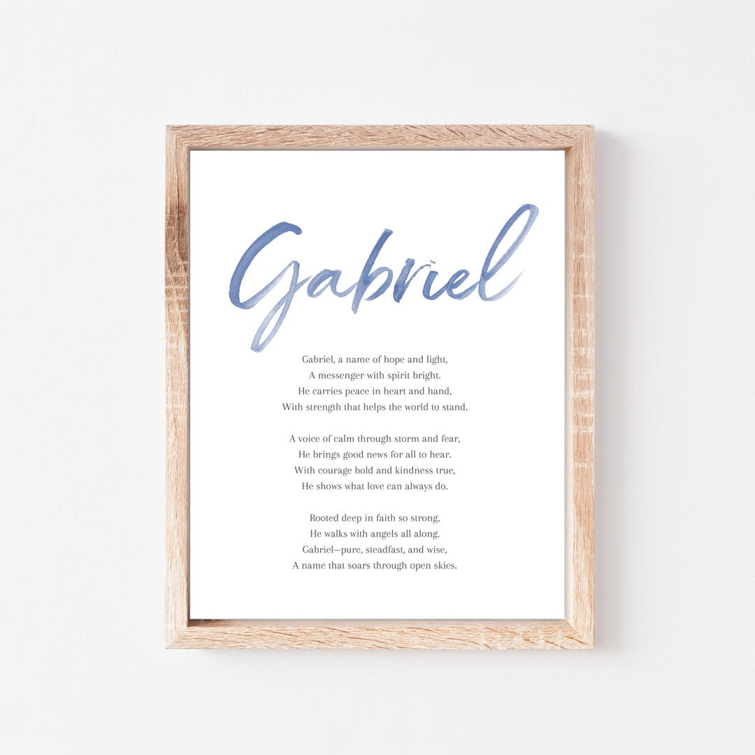 Gabriel Baby Name Meaning Poem Baby Names Nursery Sign Boy Names ...