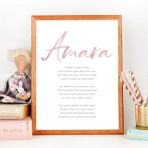 Amara Baby Name Meaning Poem Baby Names Nursery Sign Girl Names ...