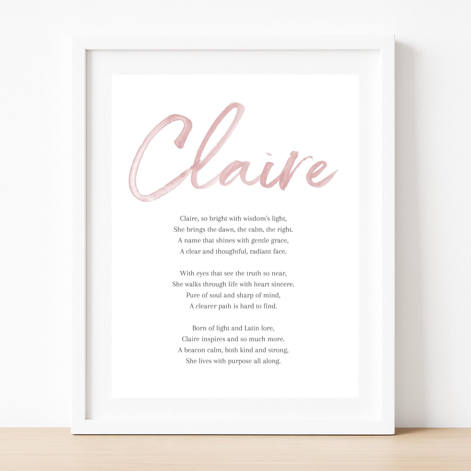 Claire Baby Name Meaning Poem Baby Names Nursery Sign Girl Names ...