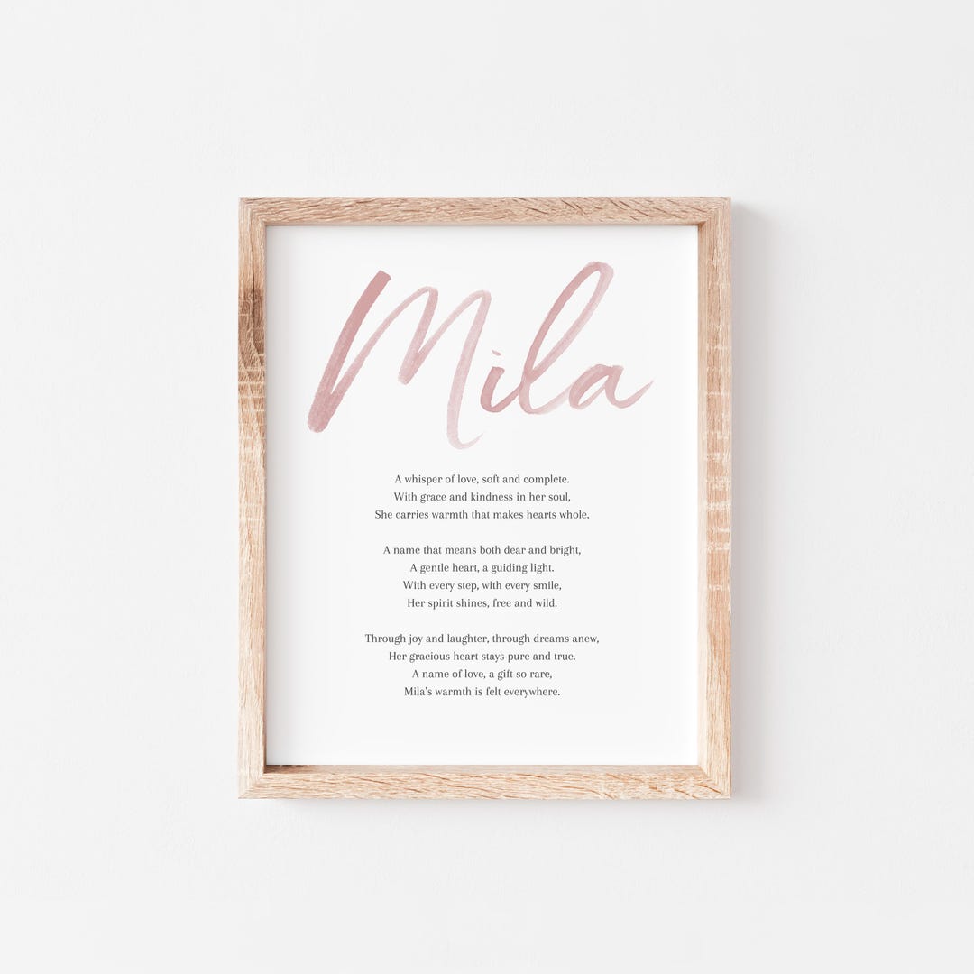 Mila Baby Name Meaning Poem Baby Names Nursery Sign Girl Names ...