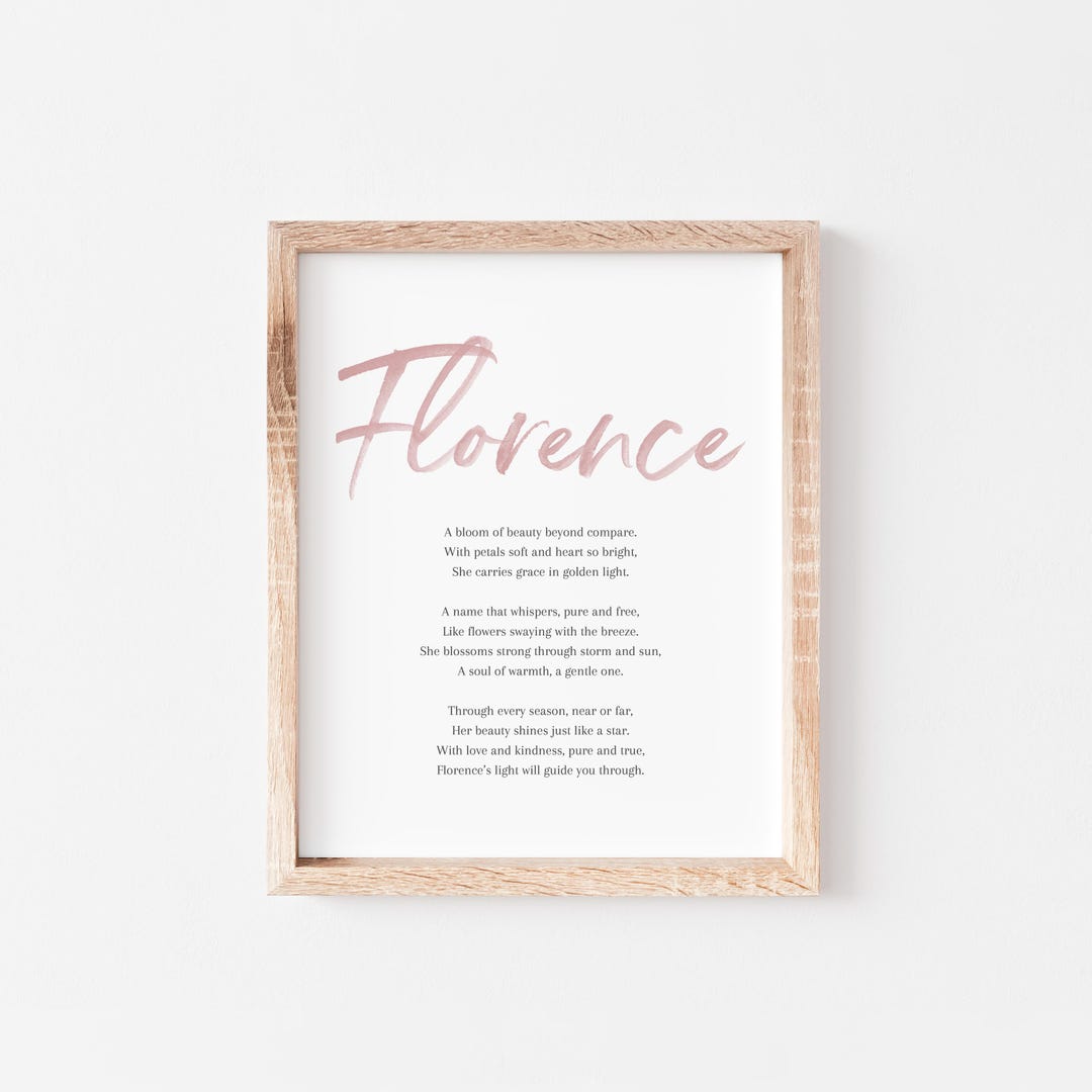 Florence Baby Name Meaning Poem Baby Names Nursery Sign Girl Names ...