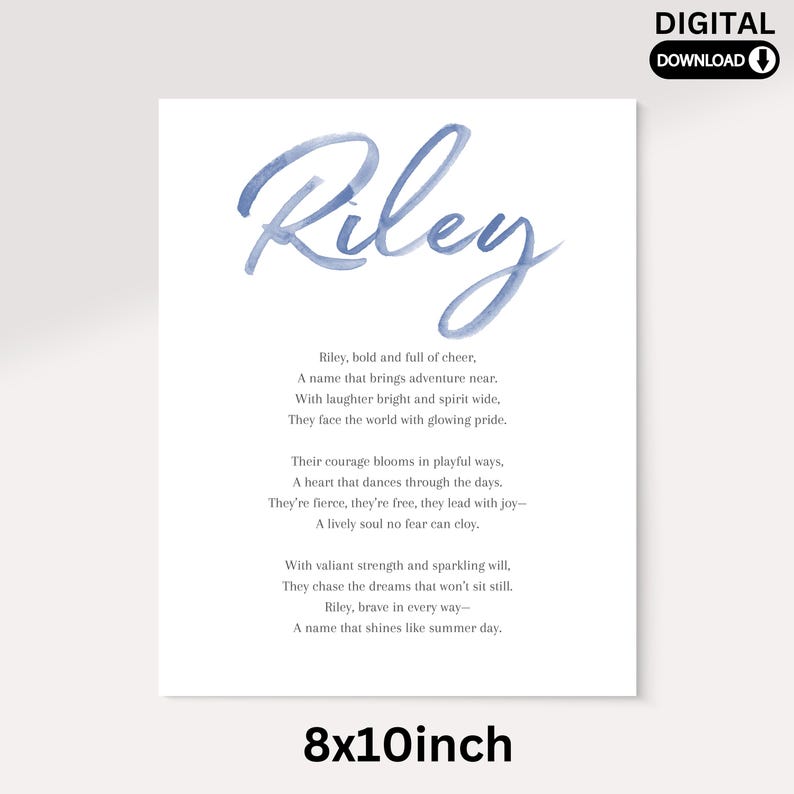 Riley Baby Name Meaning Poem Baby Names Nursery Sign Boy Names ...