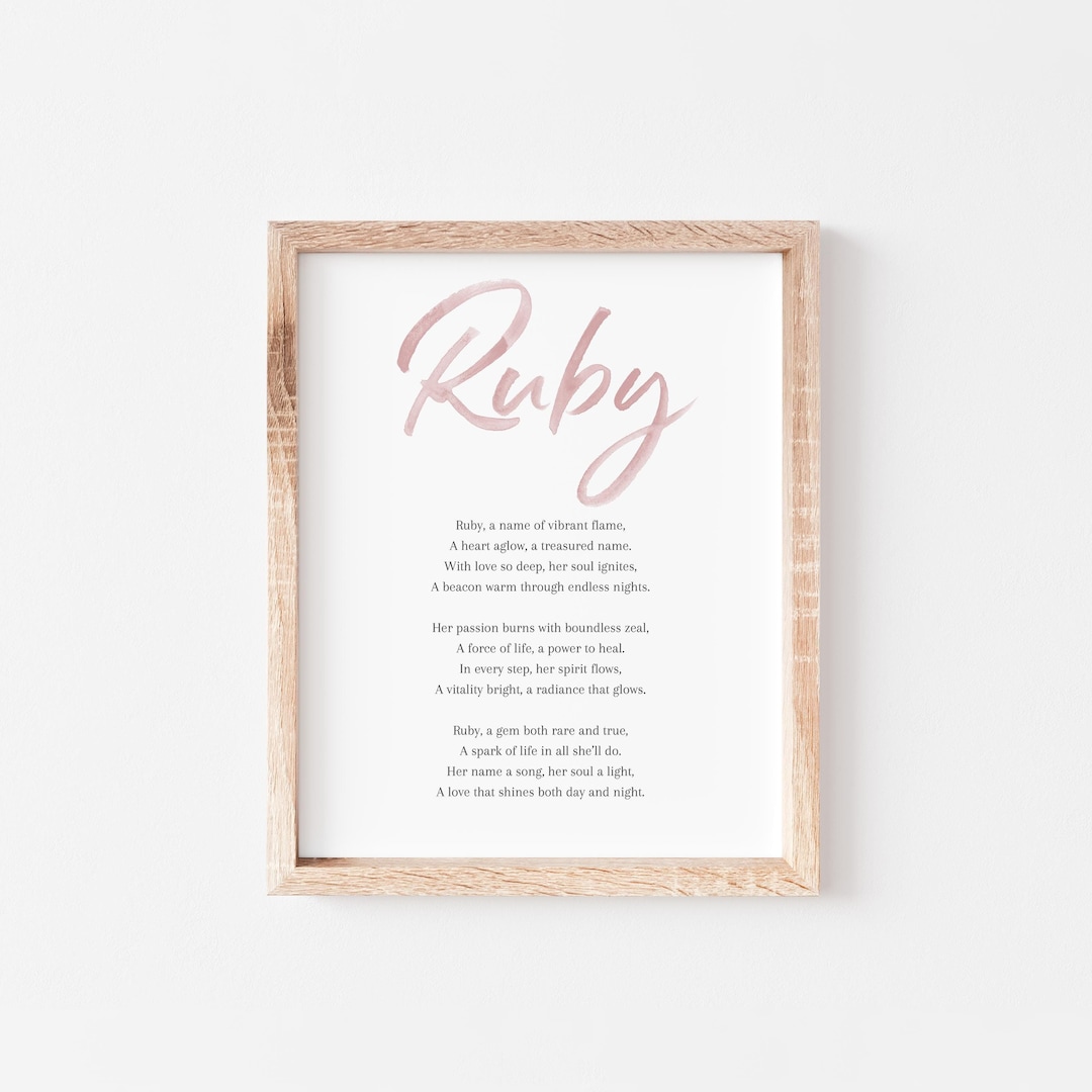 Ruby Baby Name Meaning Poem Baby Names Nursery Sign Girl Names ...