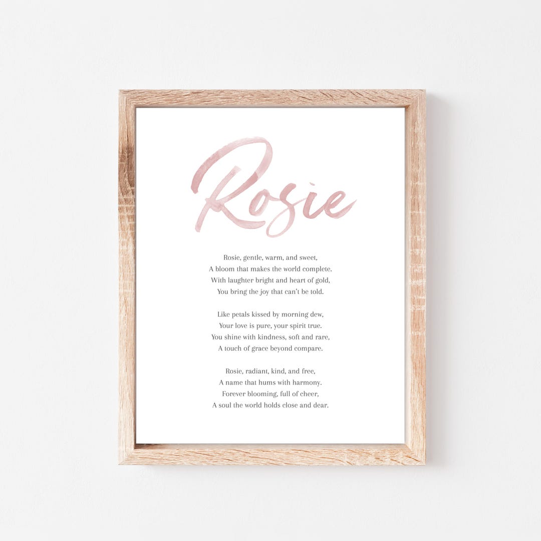 Rosie Baby Name Meaning Poem Baby Names Nursery Sign Girl Names ...