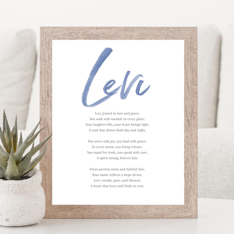 Levi Baby Name Meaning Poem Baby Names Nursery Sign Boy Names Printable ...