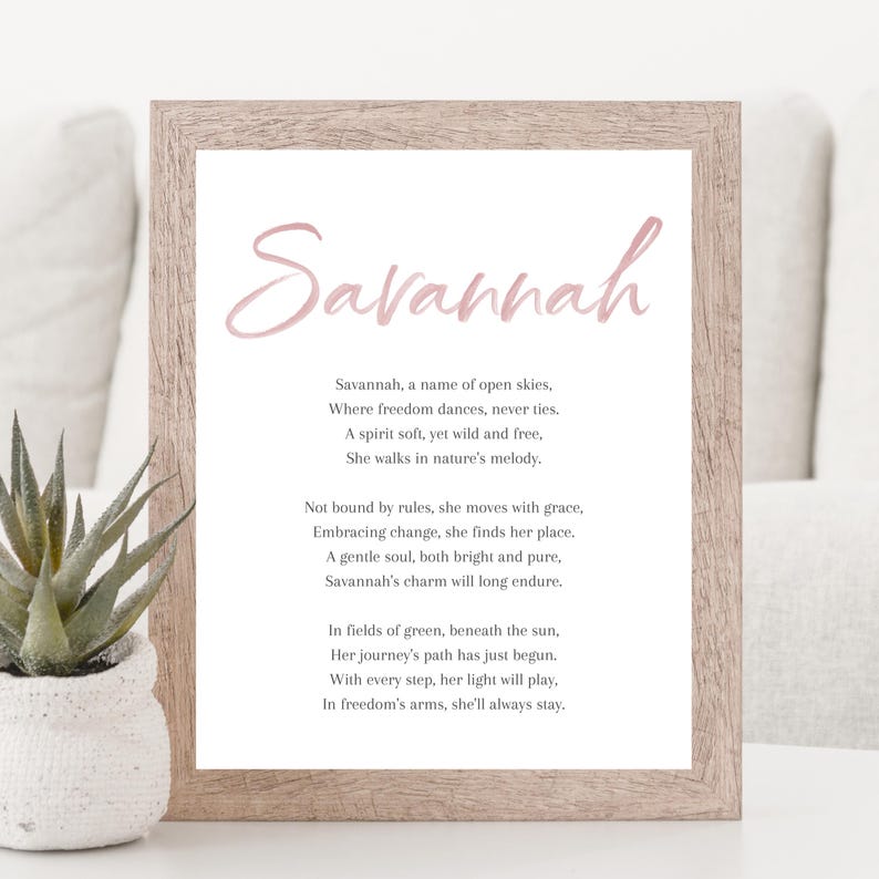 Savannah Baby Name Meaning Poem Baby Names Nursery Sign Girl Names ...