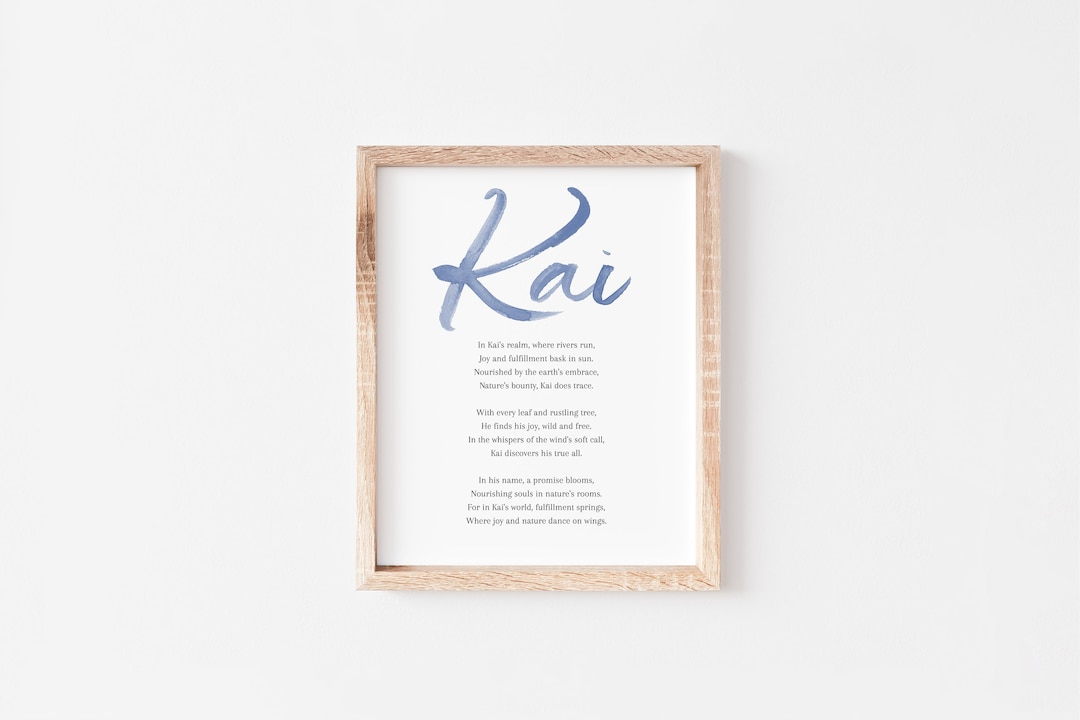 Kai Baby Name Meaning Poem Baby Names Nursery Sign Boy Names Printable ...