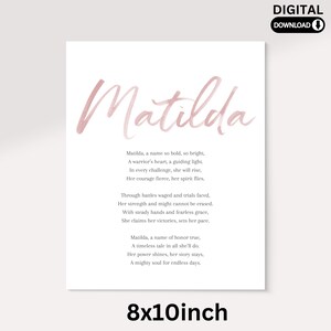 Matilda Baby Name Meaning Poem Baby Names Nursery Sign Girl Names ...
