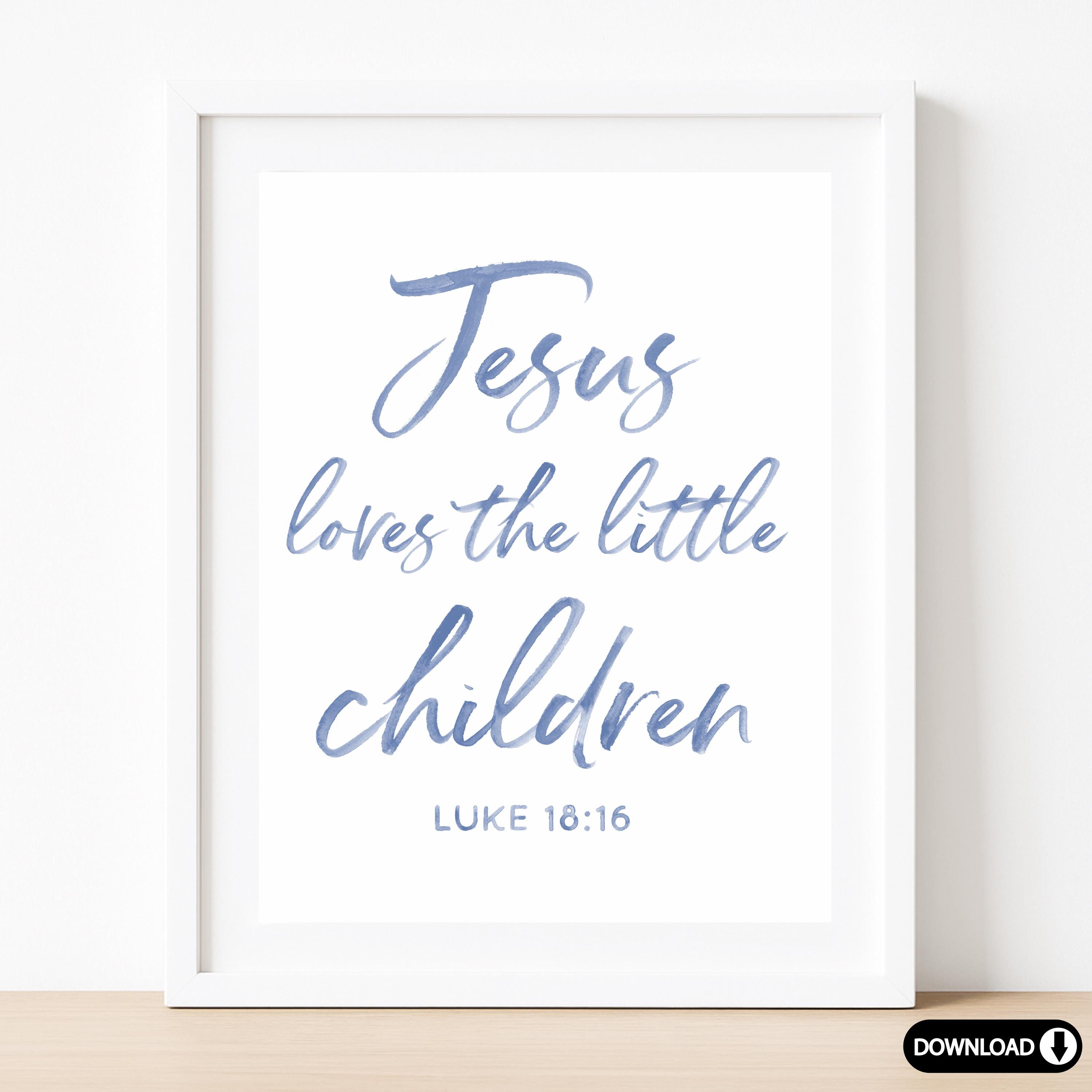 Jesus Loves the Little Children, Christian Nursery Wall Art, Kids Bible ...