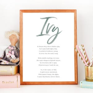 Ivy Baby Name Meaning Poem Baby Names Nursery Sign Girl Names Printable ...