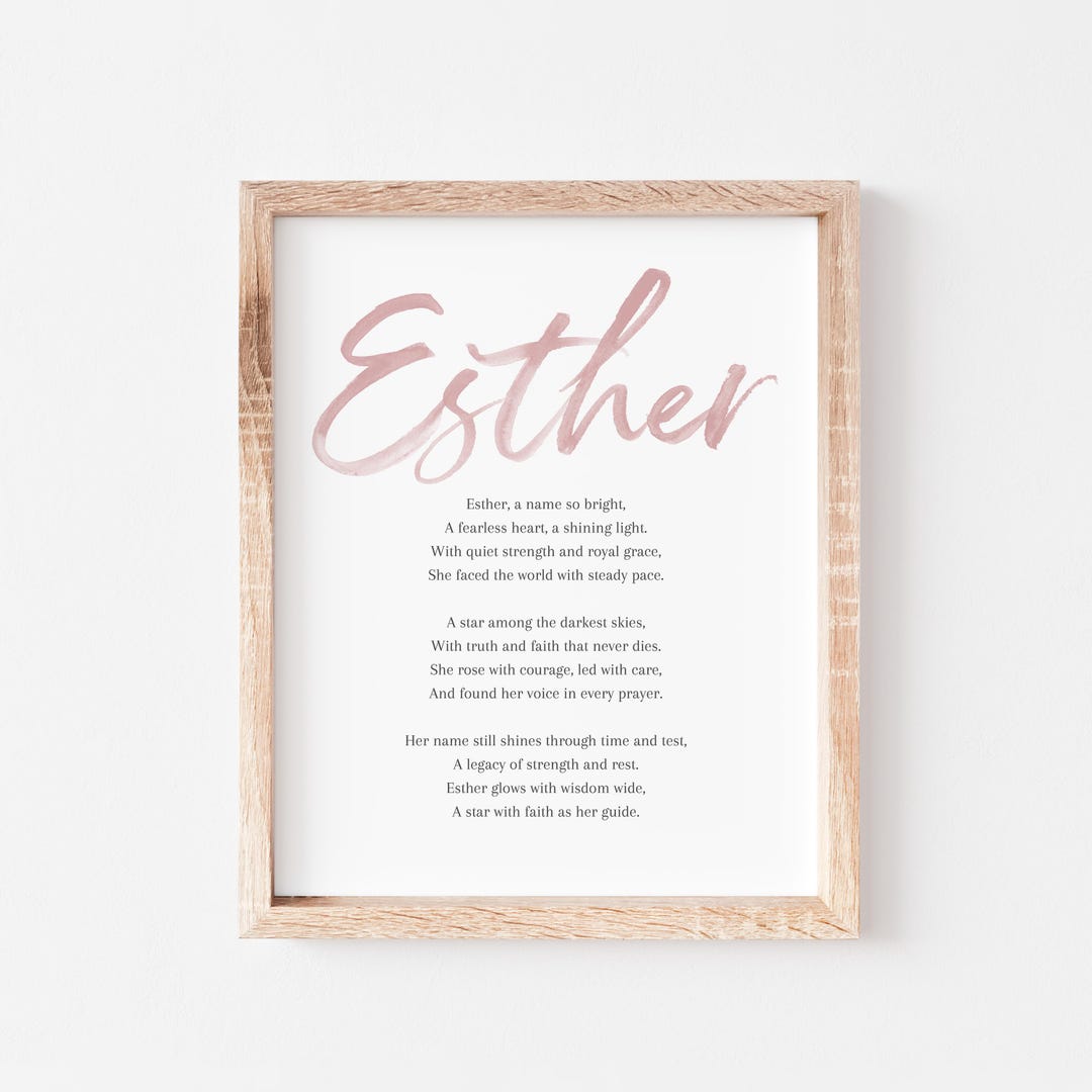Esther Baby Name Meaning Poem Baby Names Nursery Sign Girl Names ...