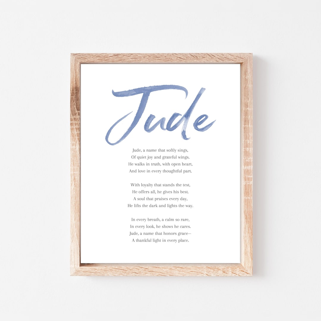 Jude Baby Name Meaning Poem Baby Names Nursery Sign Boy Names Printable ...