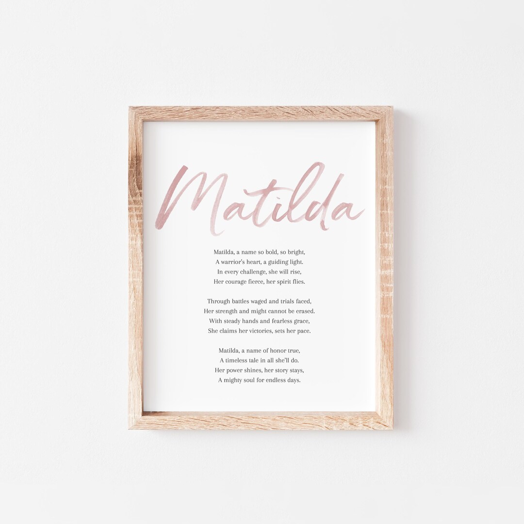 Matilda Baby Name Meaning Poem Baby Names Nursery Sign Girl Names ...