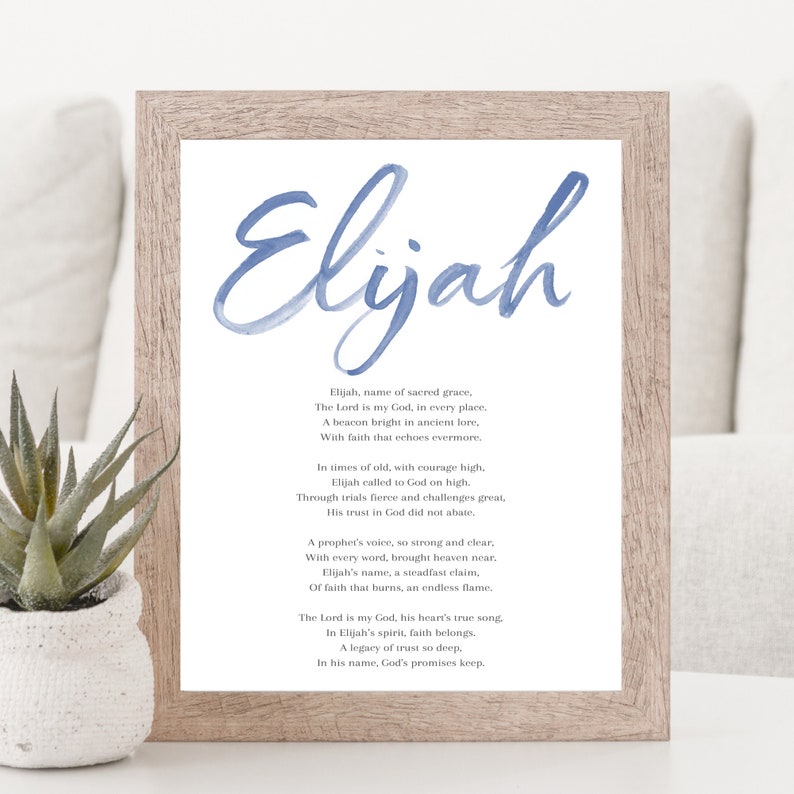 Elijah Baby Name Meaning Poem Baby Names Nursery Sign Boy Names ...