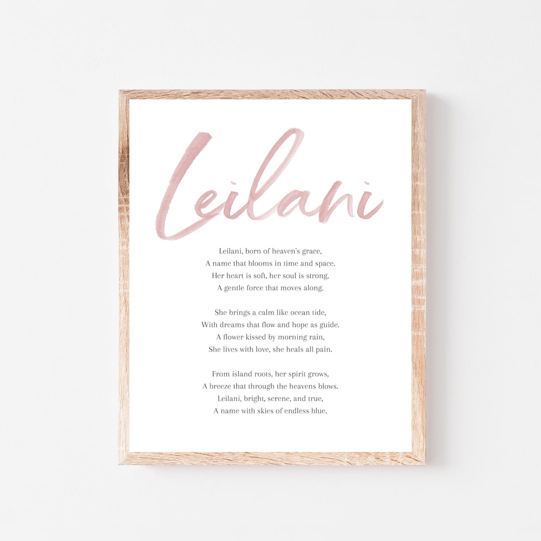 Leilani Baby Name Meaning Poem Baby Names Nursery Sign Girl Names ...