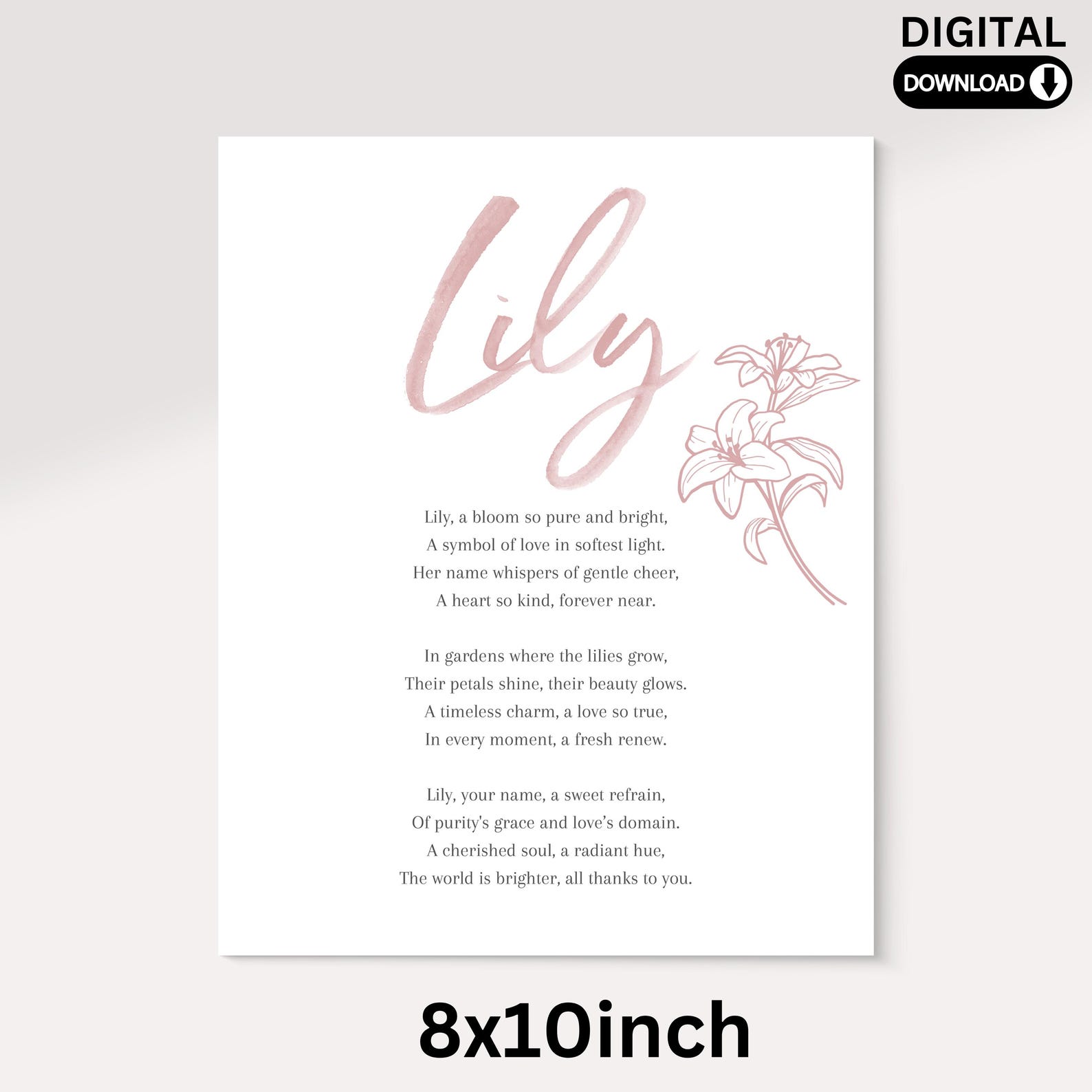 Lily Baby Name Meaning Poem Baby Names Nursery Sign Girl Names ...