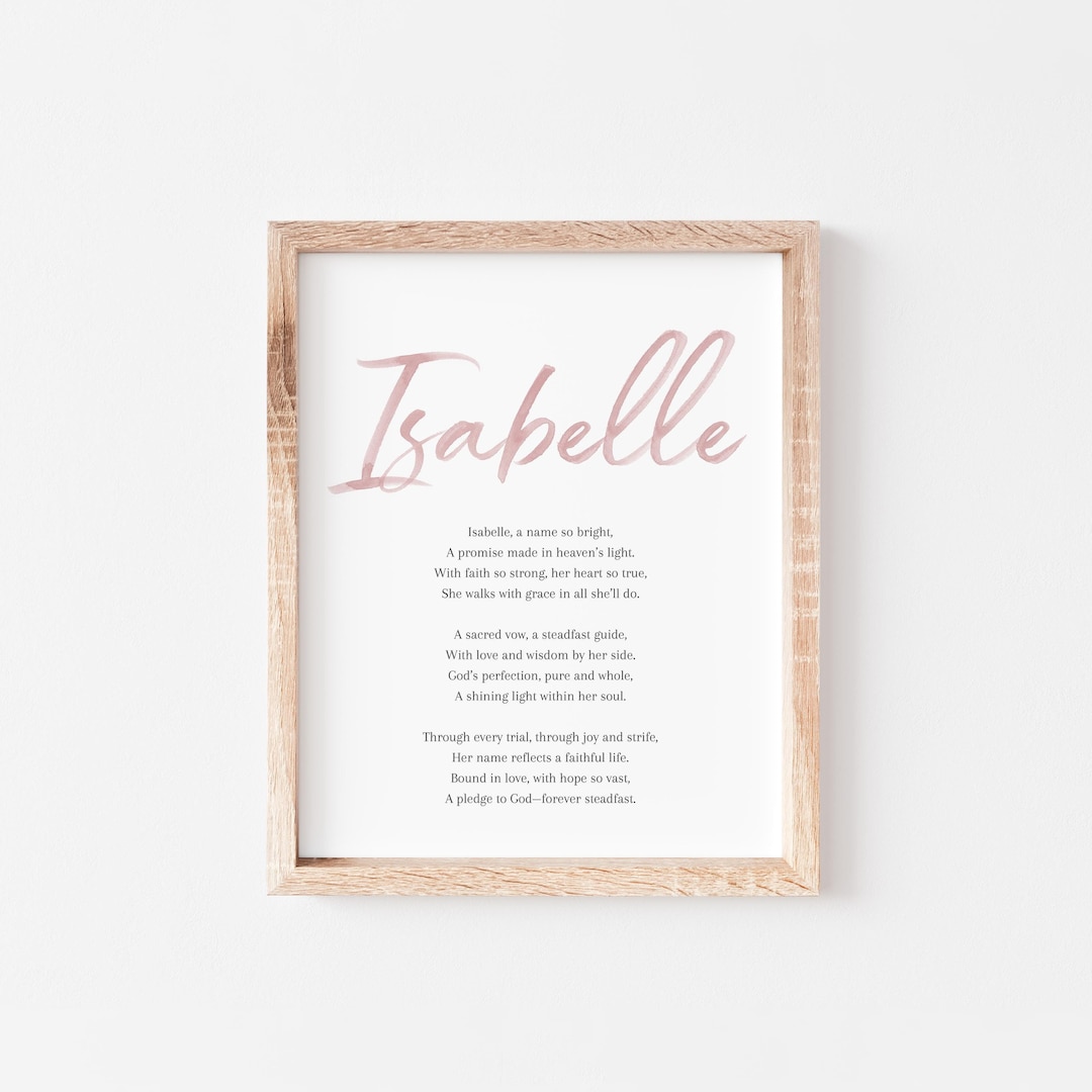 Isabelle Baby Name Meaning Poem Baby Names Nursery Sign Girl Names ...