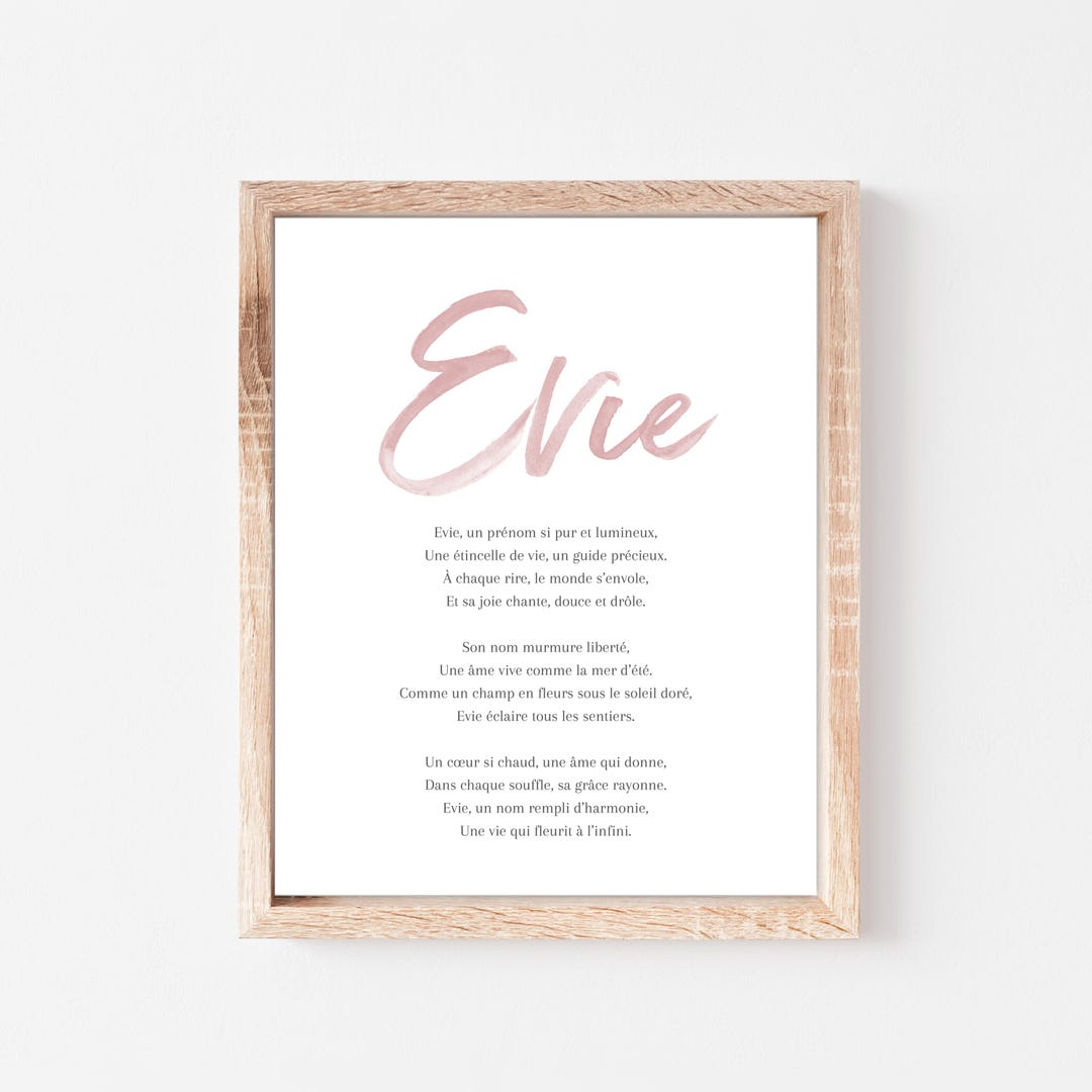 French - Evie Baby Name Meaning Poem Baby Names Nursery Sign Girl Names ...