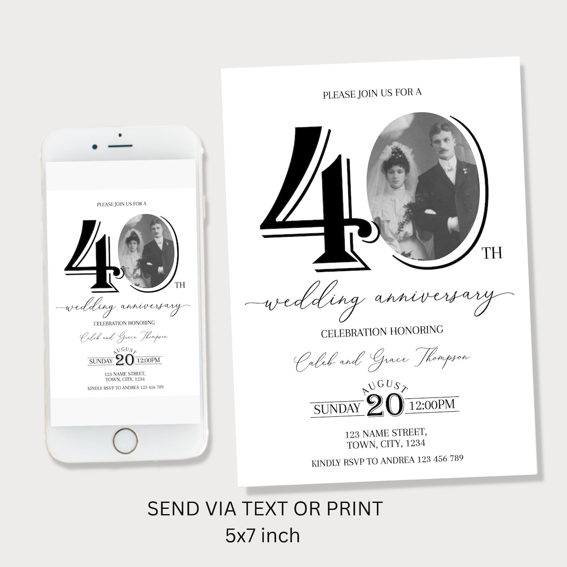 40th Anniversary Invitation Template, Anniversary Party Invitation ...