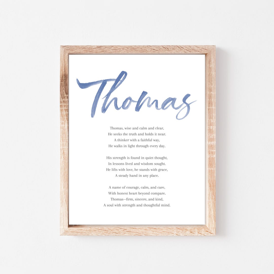 Thomas Baby Name Meaning Poem Baby Names Nursery Sign Boy Names ...