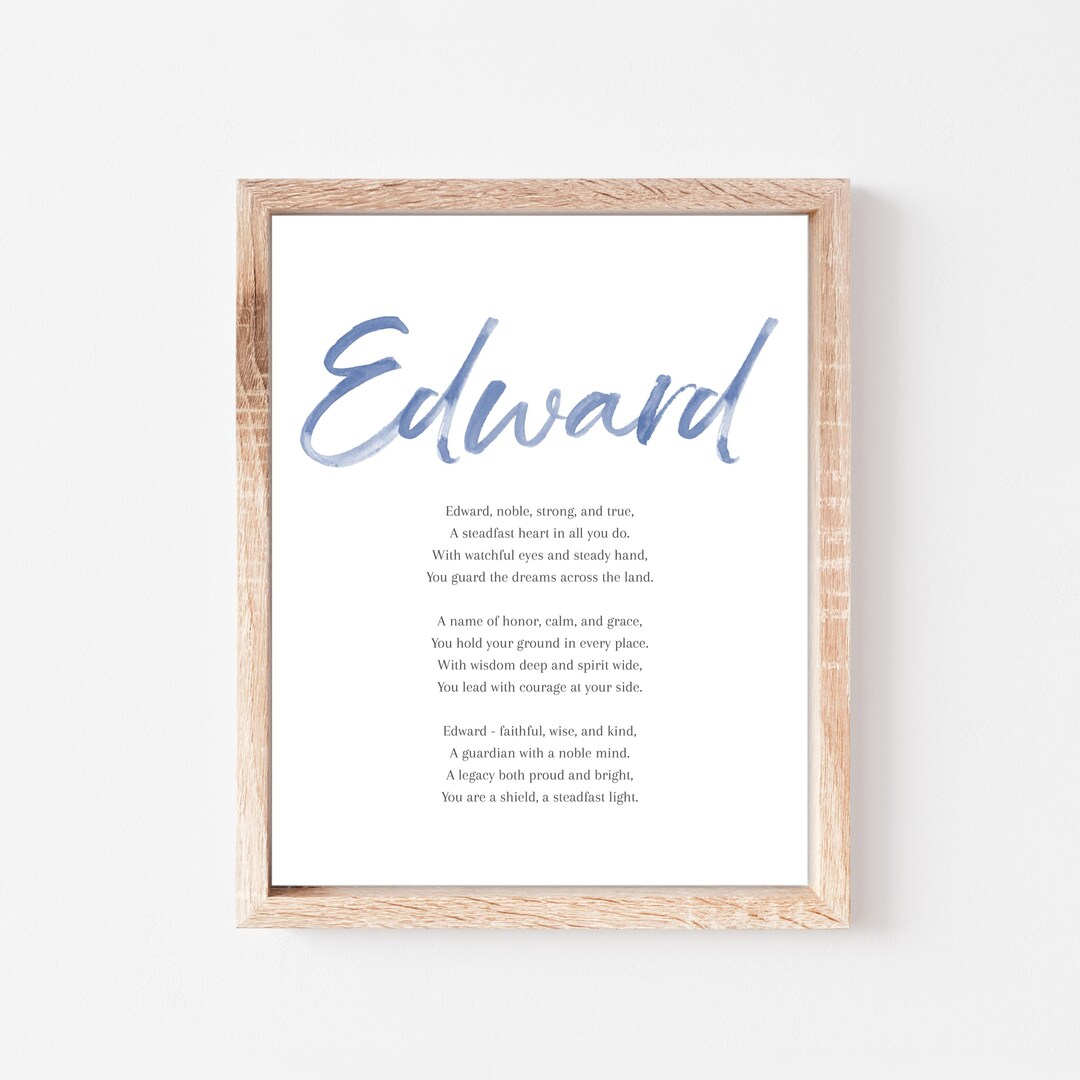 Edward Baby Name Meaning Poem Baby Names Nursery Sign Boy Names ...