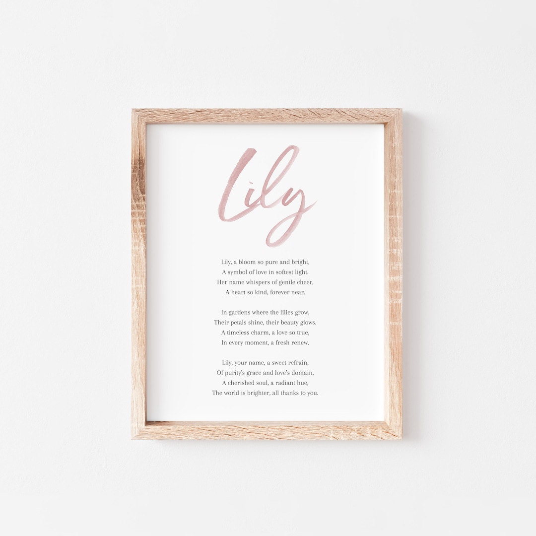 Lily Baby Name Meaning Poem Baby Names Nursery Sign Girl Names ...