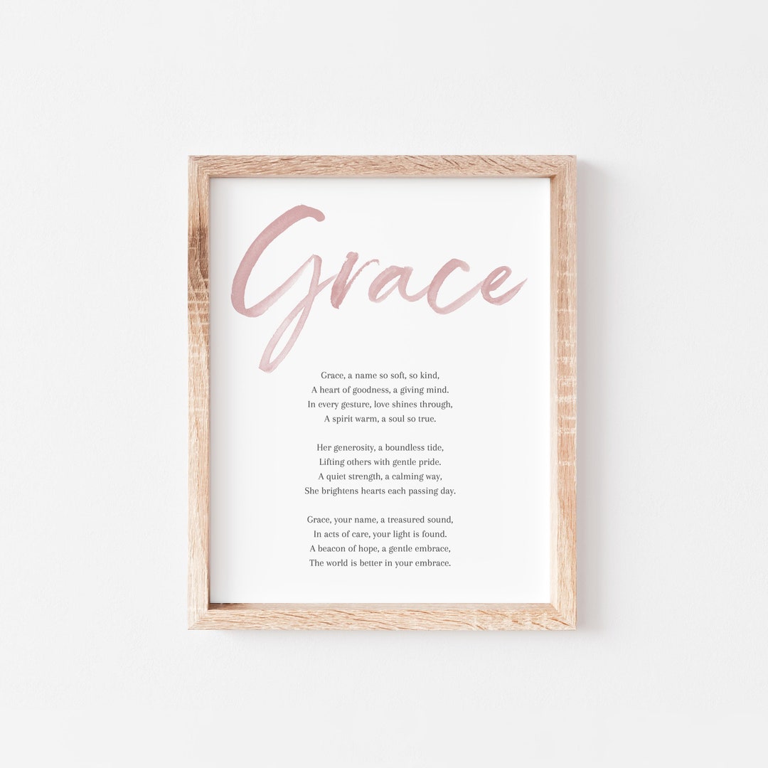 Grace Baby Name Meaning Poem Baby Names Nursery Sign Girl Names ...